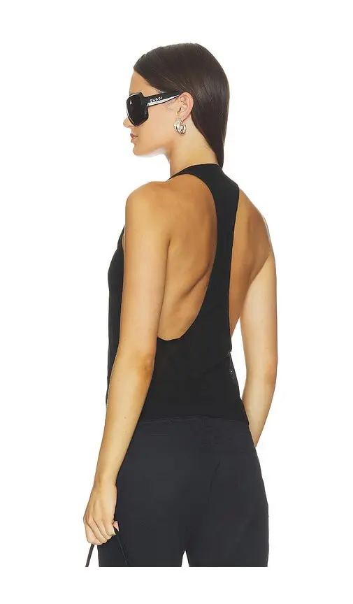 EB DENIM Valley Sheer Racer Tank Top - Black