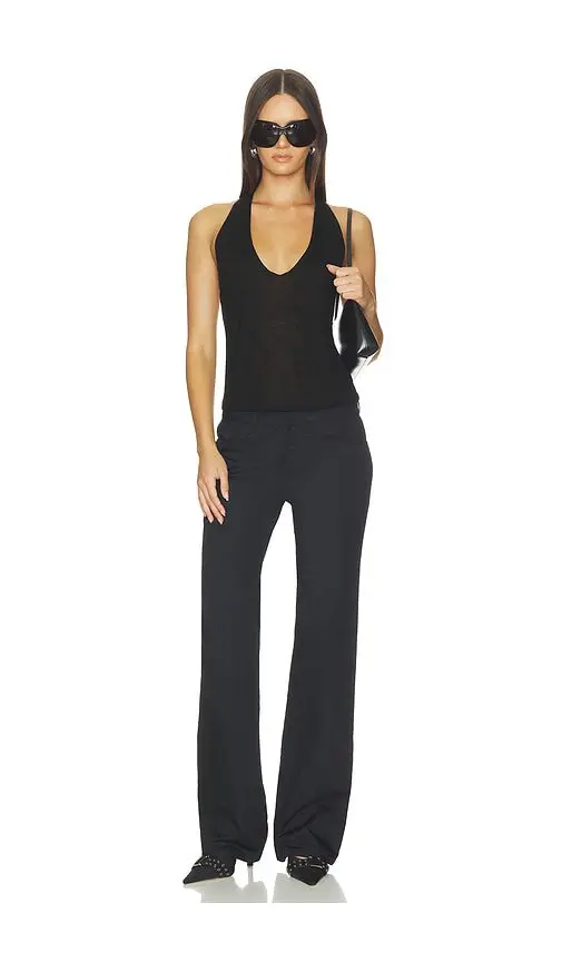 EB DENIM Valley Sheer Racer Tank Top - Black