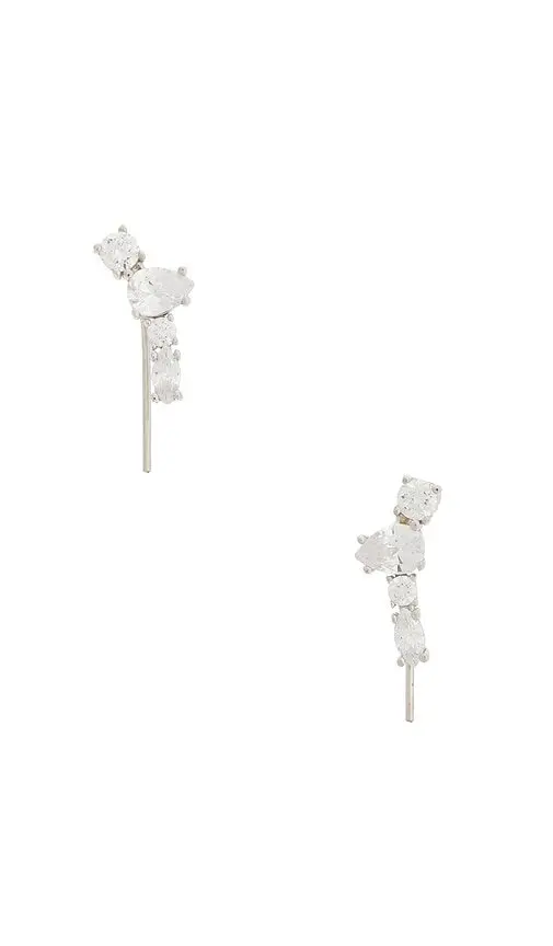 MAZIN JEWELS Luna Ear Climbers In Sterling With Cubic Zirconia - Silver