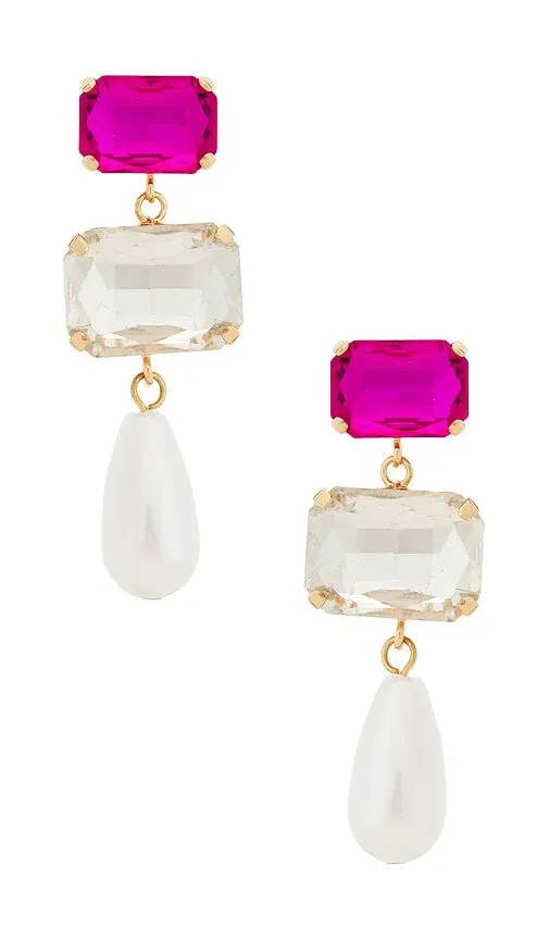 PETIT MOMENTS Alexis Pearl Drop Earrings - Magenta