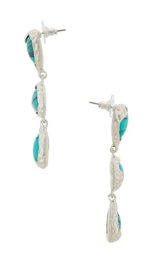 PETIT MOMENTS Silver-tone Turquoise Drop Earrings
