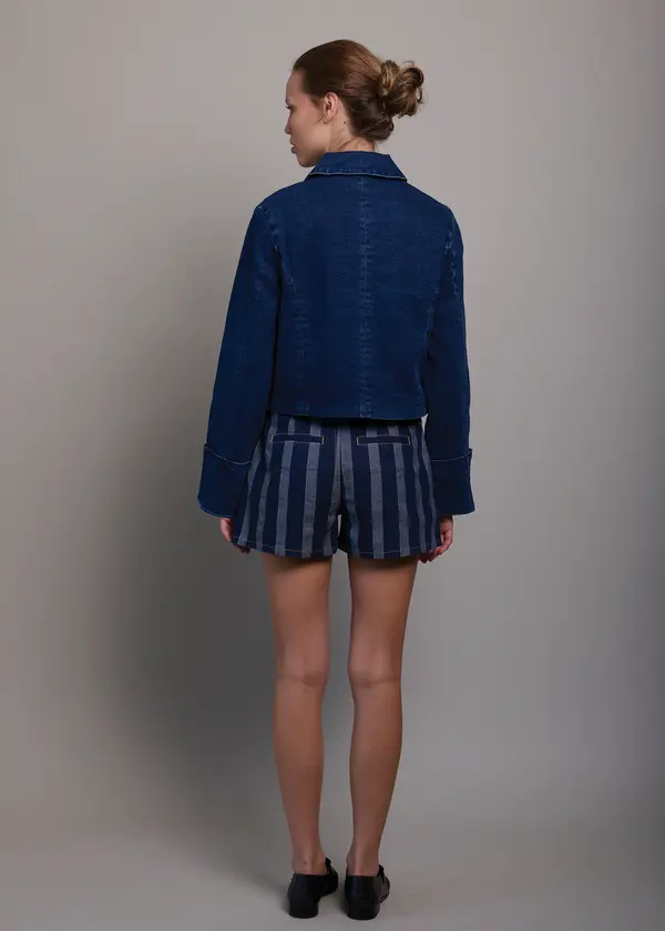 TT STUDIOS Amy Short In Striped Denim - Ventnor Ave.