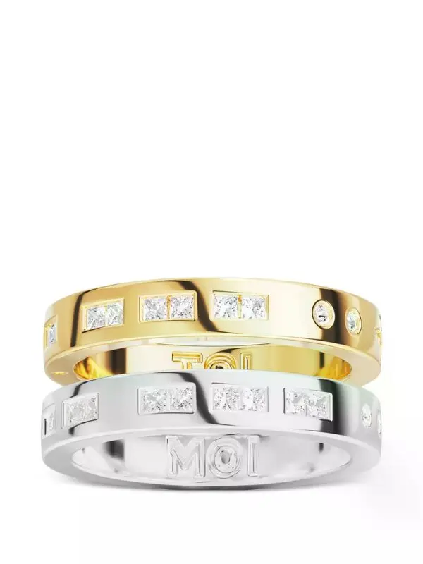 APM MONACO Duo Morse "toi Et Moi" Rings - White