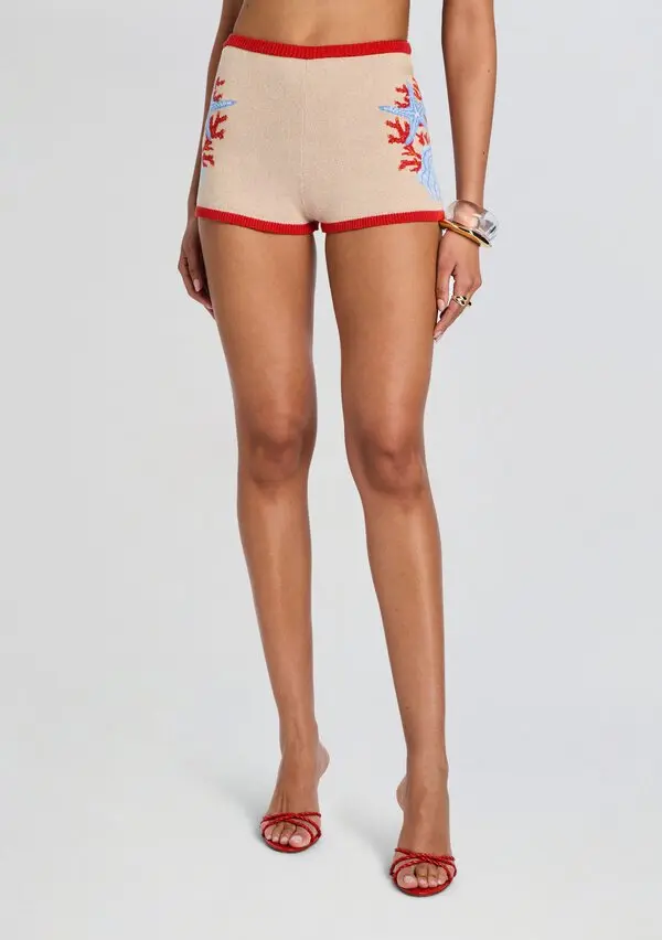 Retrofete Aralyn Jacquard Knit Hot Shorts - Sand Multi