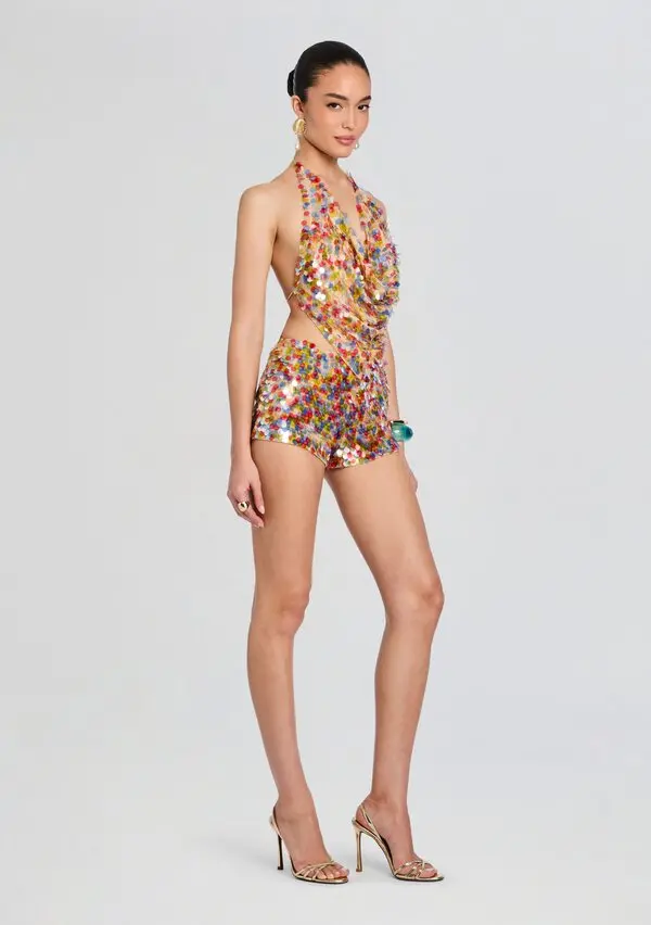 Retrofete Mistral Sequin Cowl Neck Top