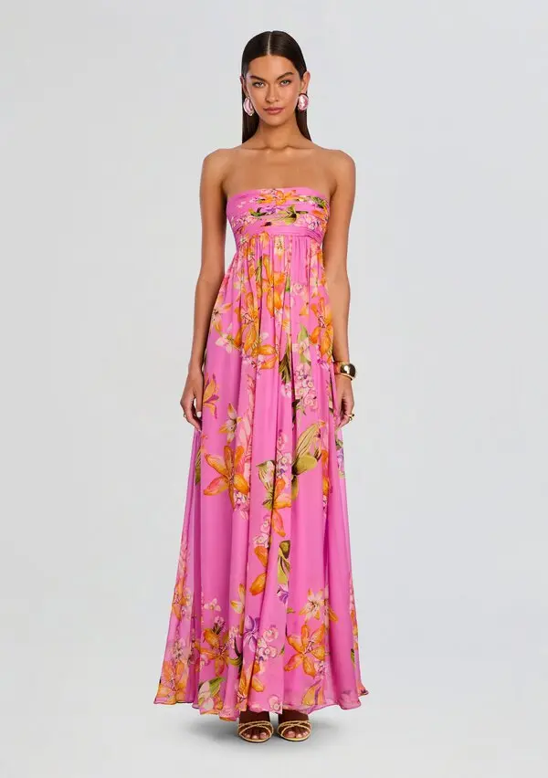 Rococo Sand Posy Strapless Maxi Dress - Pink