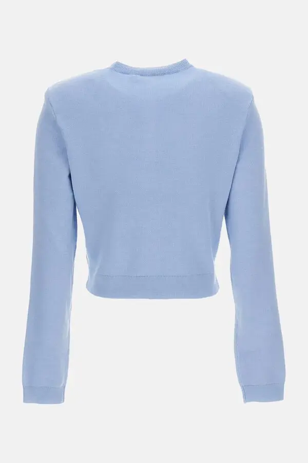 SELF-PORTRAIT Floral Embellished Knit Cardigan - Sky Blue