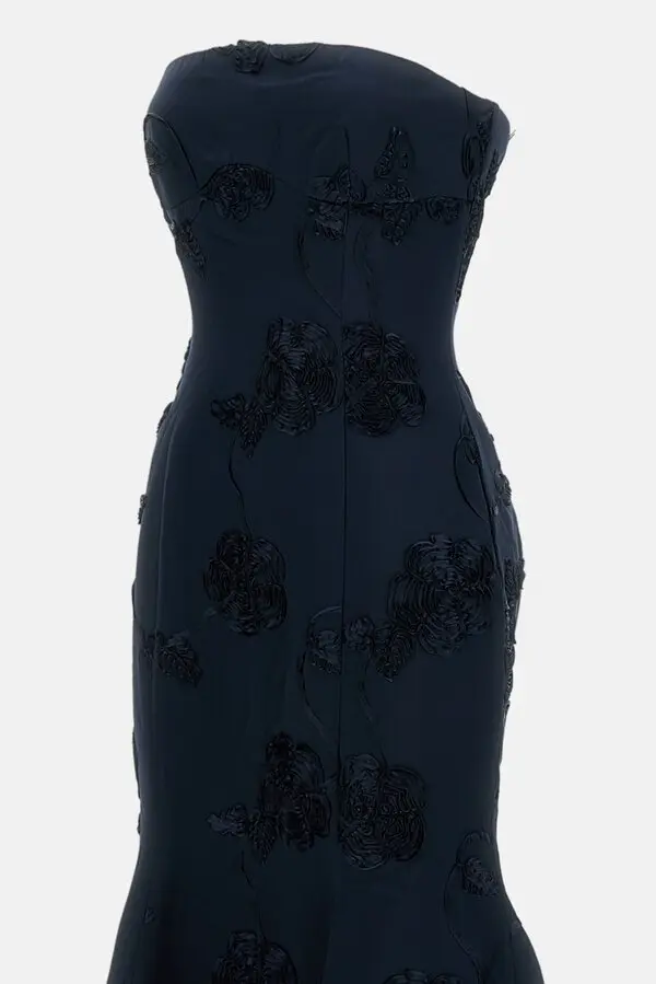 ROTATE BY BIRGER CHRISTENSEN Midi Dress With 3d Flowers