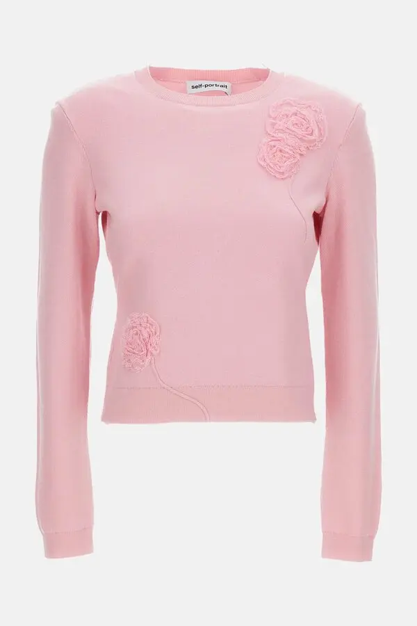 SELF-PORTRAIT Floral Lace Knit Sweater
