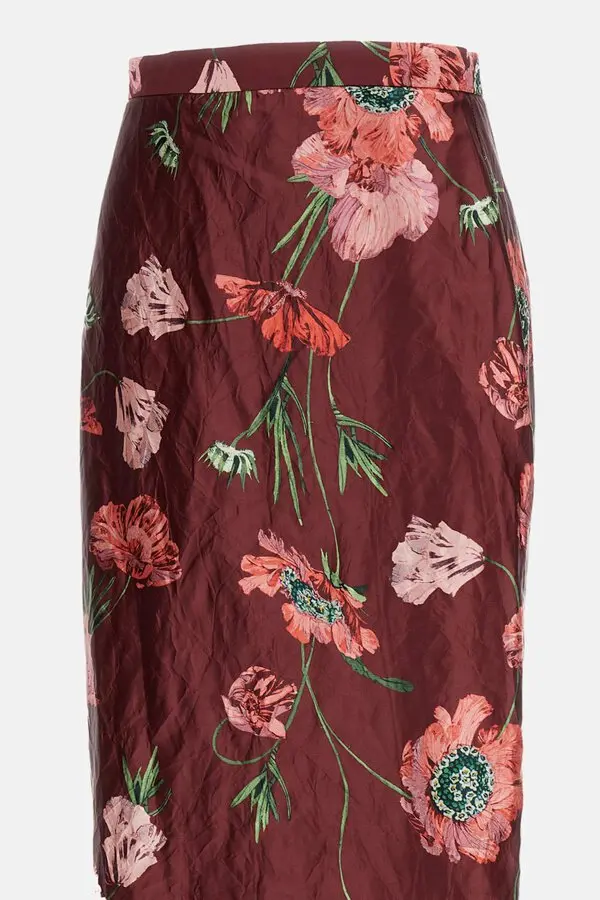 Erdem Floral Print Midi Pencil Skirt - Red