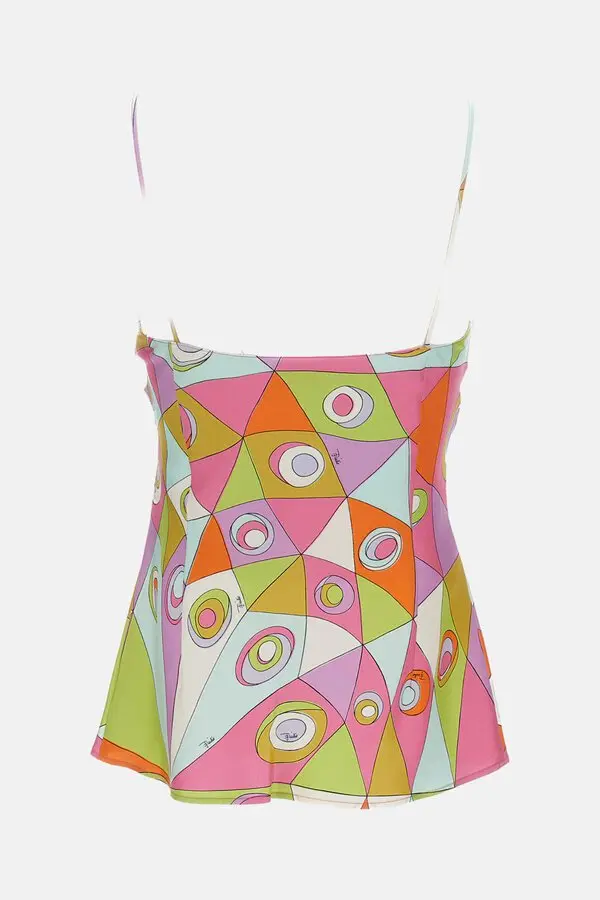 Emilio Pucci Printed Silk V-neck Top