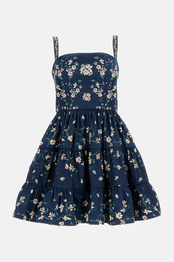Agua Bendita Floral Print Mini Dress - Blue