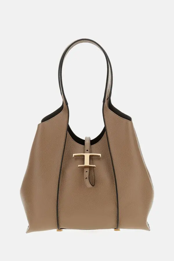 TOD'S T Timeless Small Shopping Bag In Leather - Brown