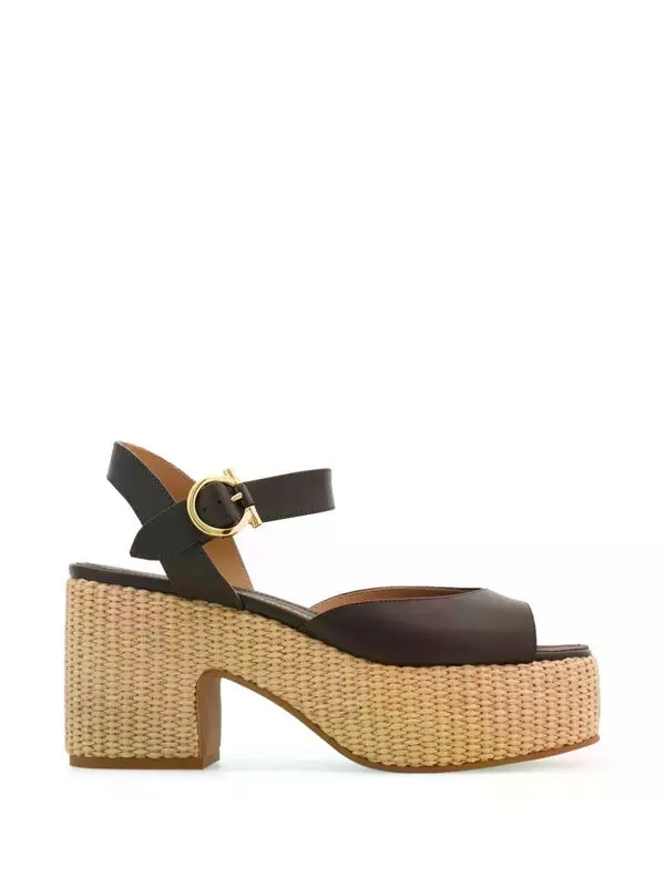 FERRAGAMO Gancini Platform Sandals - Black