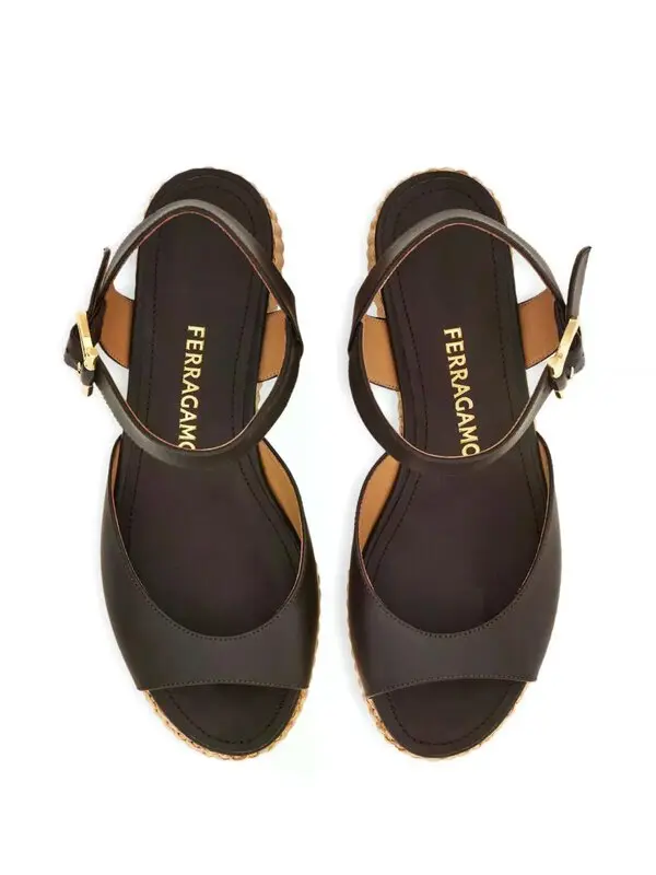 FERRAGAMO Gancini Platform Sandals - Black
