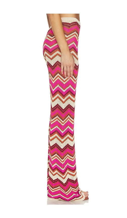 Devon Windsor Cierra Crochet Knit Chevron Pants - Fuchsia,brown