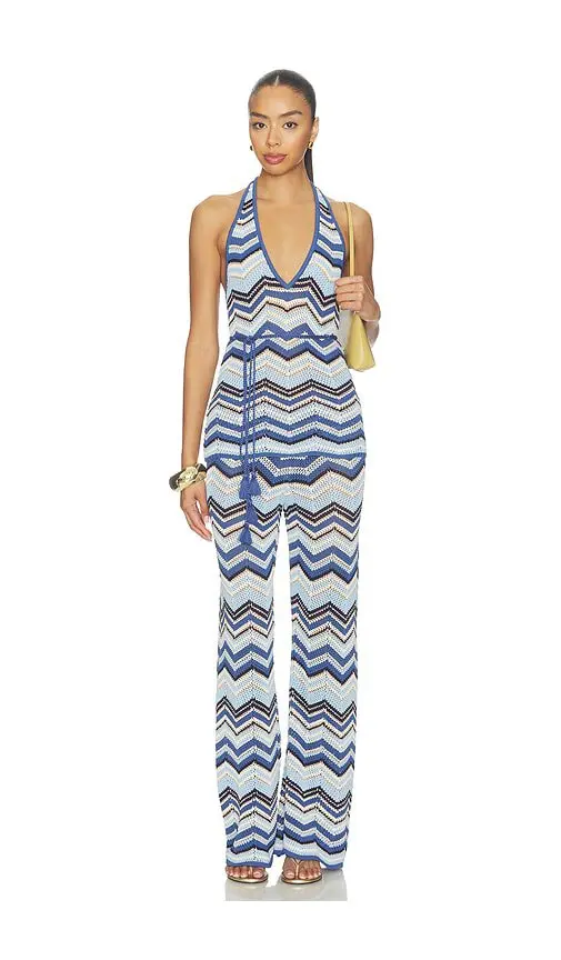 Devon Windsor Carina Halterneck Knit Top With Metallic Threading