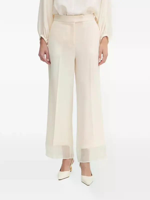 SIMONA CORSELLINI Cady Organza-trim Trousers - Neutrals