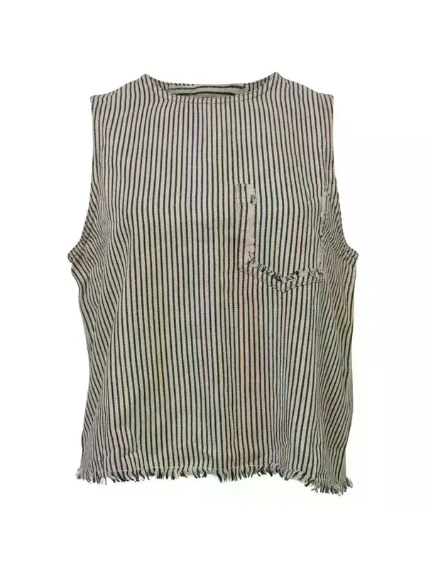 ALEXANDER WANG Pinstripe Raw-edge Top