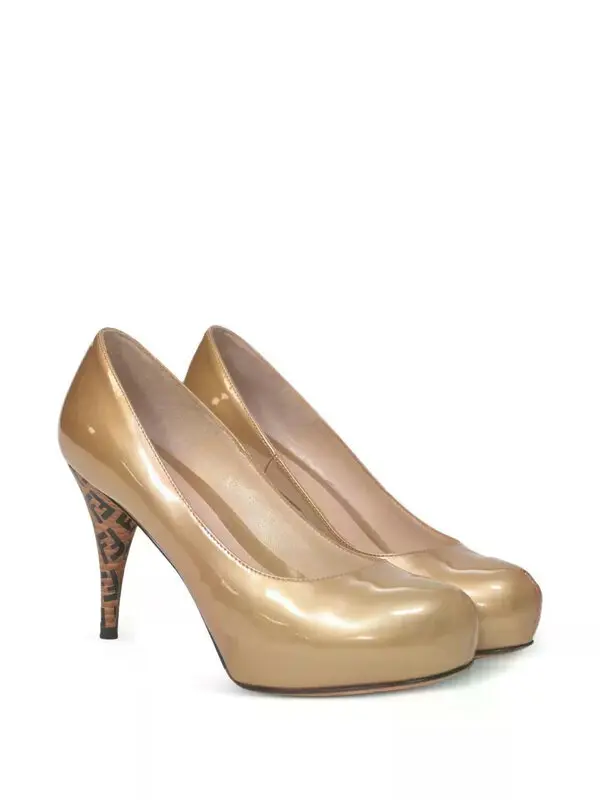 Fendi Ff Logo Patent Leather Platform Pumps