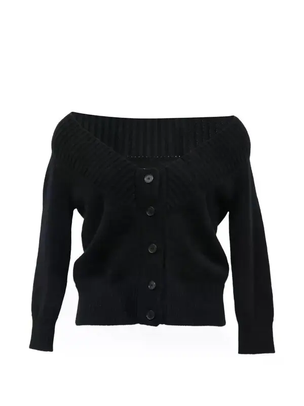 Alexander McQueen Wool Ribbed Wide V-neck Sweater