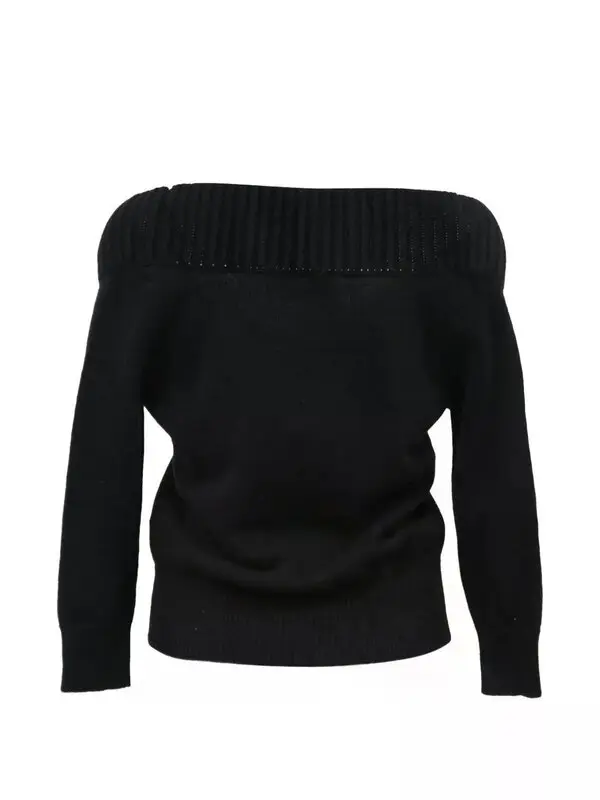 Alexander McQueen Wool Ribbed Wide V-neck Sweater
