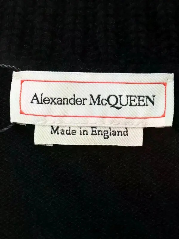 Alexander McQueen Wool Ribbed Wide V-neck Sweater