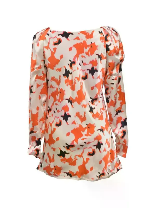 Giorgio Armani Printed Puff-sleeve Silk Top