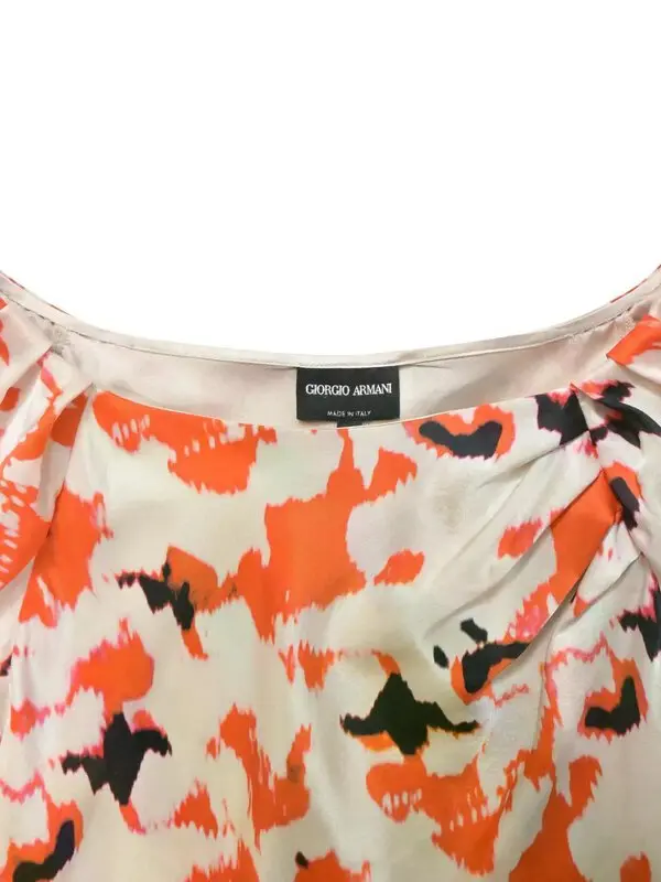 Giorgio Armani Printed Puff-sleeve Silk Top