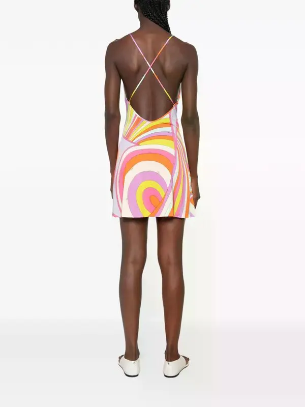 Emilio Pucci Iridescent Print Cowl Neck Mini Dress - Pink