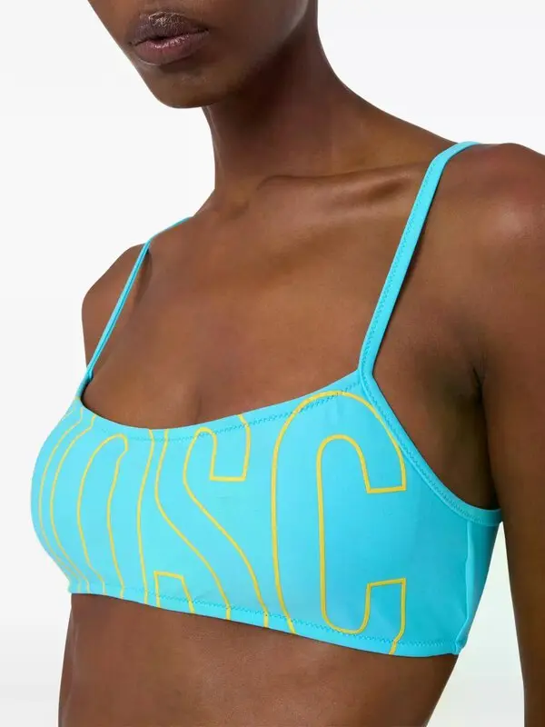 Moschino Print Lycra Bikini Top - Blue