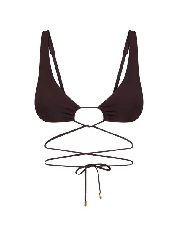 Moschino Wrap-around Tie-fastening Bikini Top - Brown