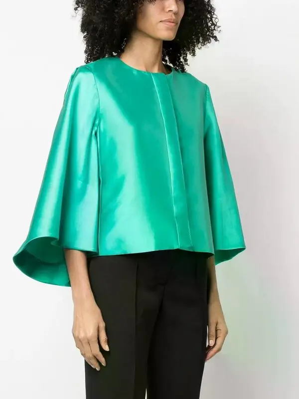 Alberta Ferretti Jade Silk Satin Cape Jacket