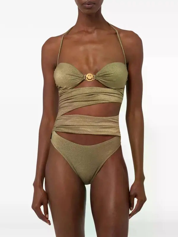 Moschino Lurex Cut-out One-piece Swimsuit With Smiley Detail