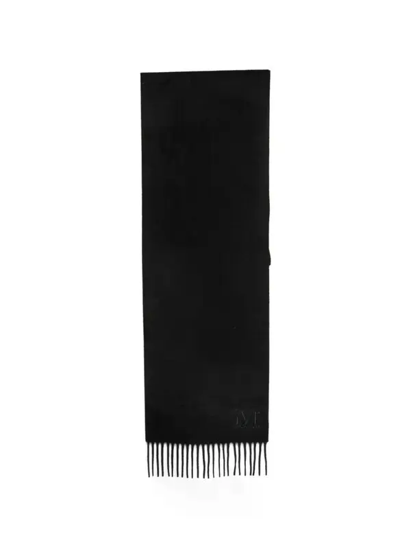 Max Mara Dalia Logo-embroidered Fringed Cashmere Scarf - Black