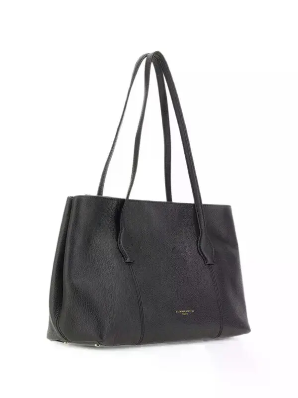 GIANNI CHIARINI Vicky Hammered Leather Shoulder Bag - Black