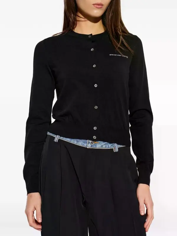 Alexander Wang Crystal-embellished Logo Cardigan