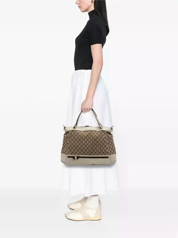 Gucci Gg Canvas Web Mayfair Satchel - Neutrals