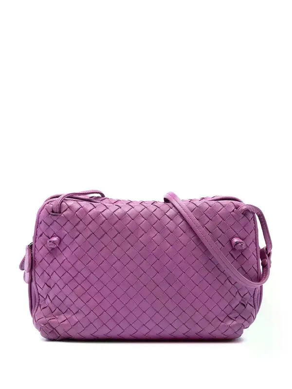 Bottega Veneta Nappa Intrecciato Nodini Double Zip Crossbody Bag - Purple