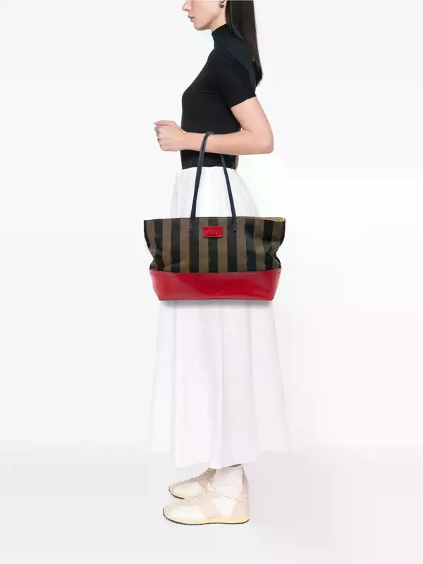 Fendi Pequin Canvas Roll Tote Bag