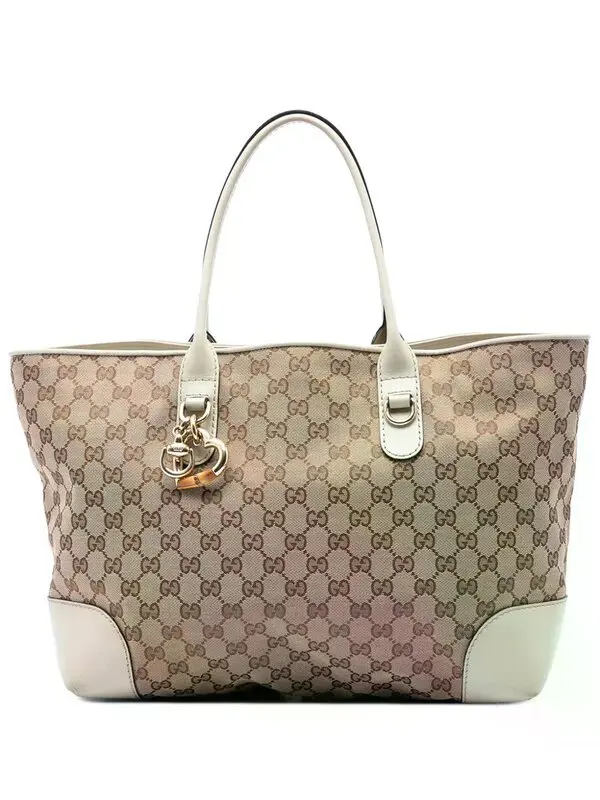 Gucci Gg Canvas Heart Bit Tote Bag - White