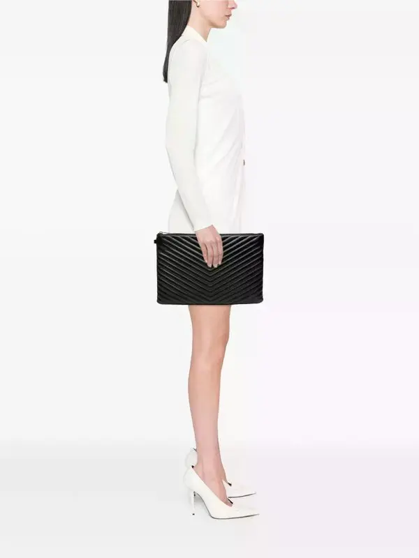 Saint Laurent Leather Monogram Document Holder Clutch