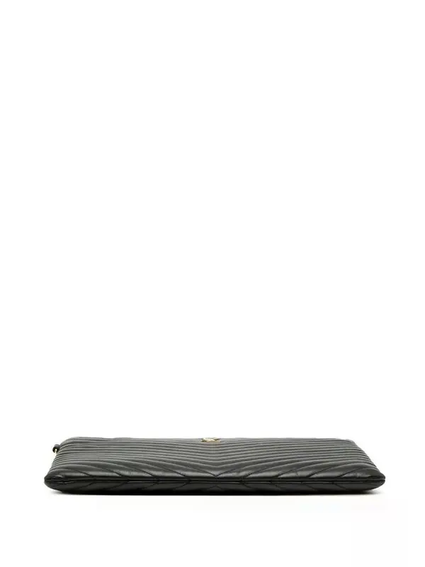 Saint Laurent Leather Monogram Document Holder Clutch