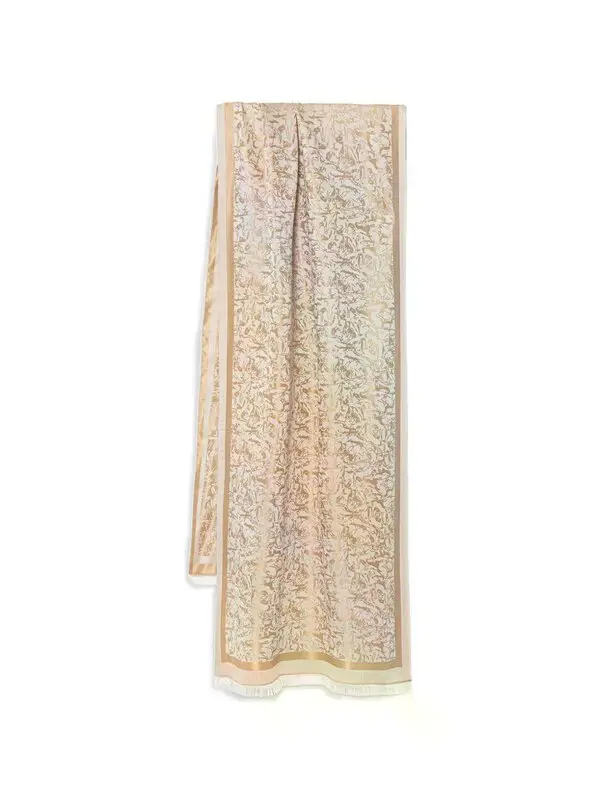 TRUSSARDI Jacquard-woven Frayed Scarf - Neutrals
