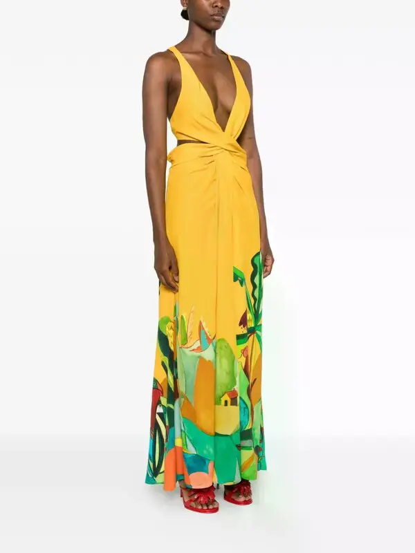 ALEMAIS Mokshini Graphic-print Cut-out Maxi Dress