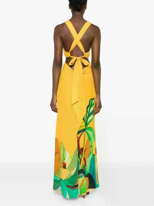 ALEMAIS Mokshini Graphic-print Cut-out Maxi Dress
