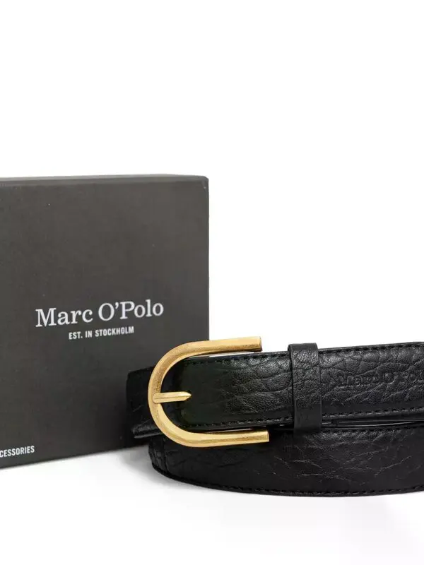 Marc O'polo Grainy Leather Belt With Gold-tone Hardware