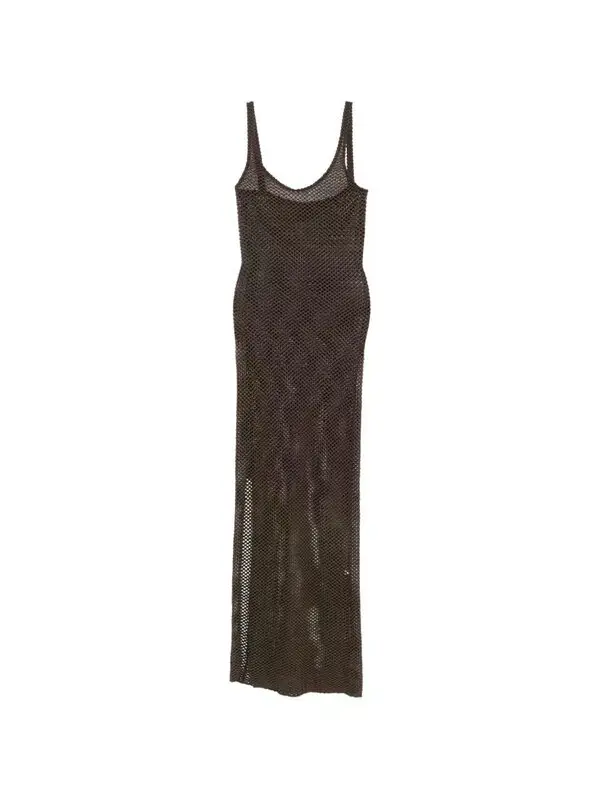FROM BIKINI Crochet Knit Maxi Dress - Brown