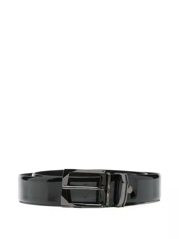 CARLO PIGNATELLI Patent Leather Belt With Buckle Fastening - Black
