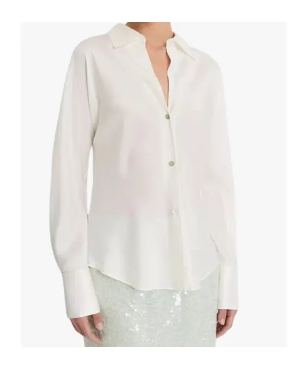 Vince Long-sleeved Shirt With Lapels And Curved Hem
